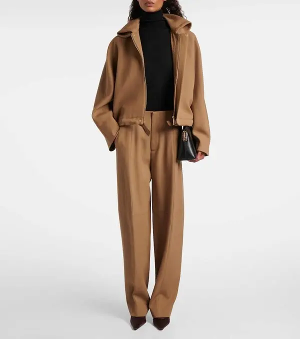 Victoria Beckham High-rise Wide-leg Virgin Wool Pants - Brown