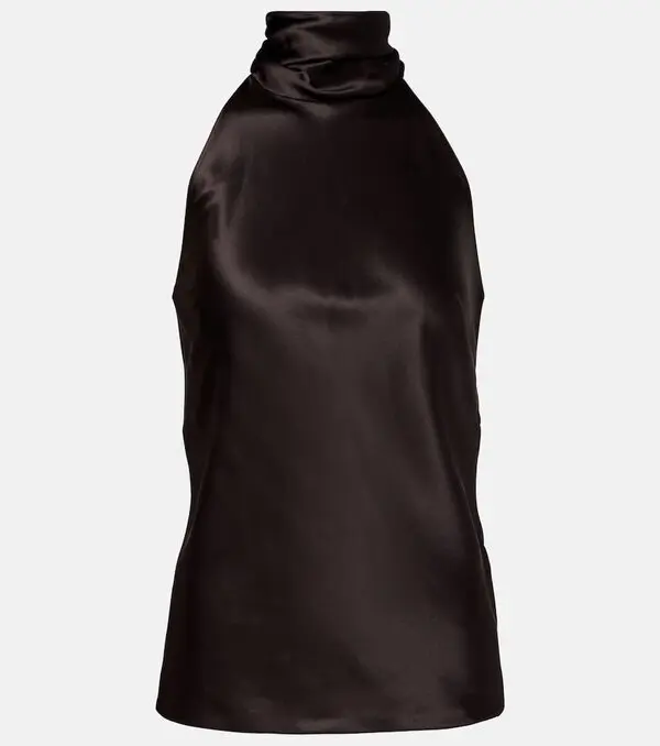 Ralph Lauren Chilton Halterneck Silk-blend Top - Brown