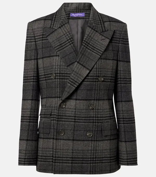 Ralph Lauren Kent Checked Double-breasted Wool Jacket - Grey
