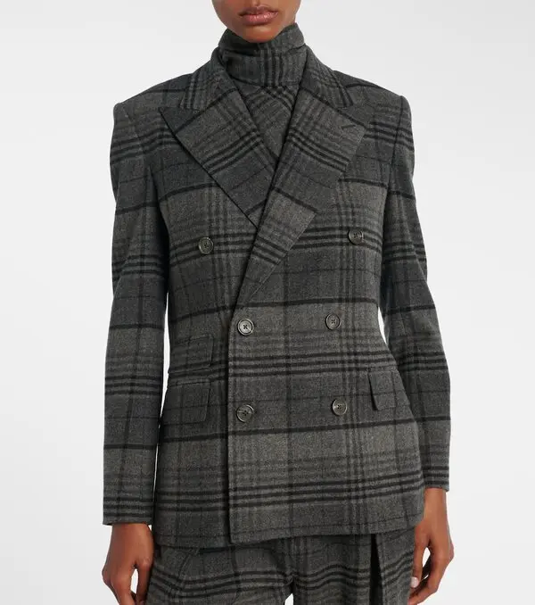 Ralph Lauren Kent Checked Double-breasted Wool Jacket