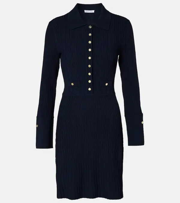 Veronica Beard Lauper Ribbed-knit Mini Dress - Blue