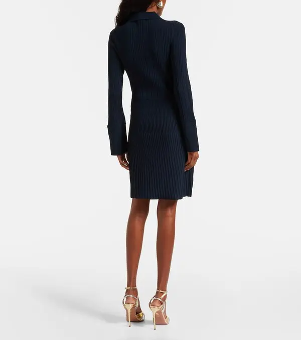 Veronica Beard Lauper Ribbed-knit Mini Dress - Blue