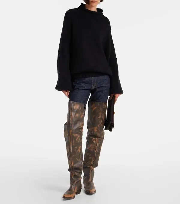 Khaite Clive 35 Leather Over-the-knee Boots - Black