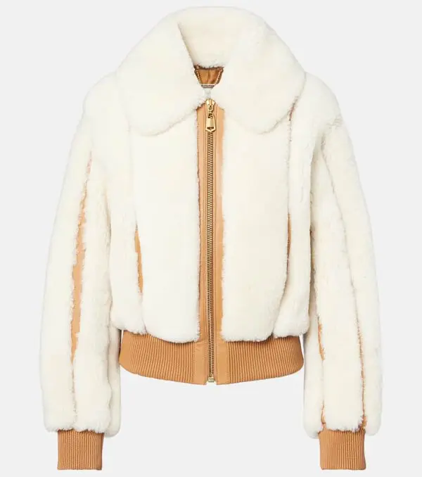 Zimmermann Story Shearling Bomber Jacket - White