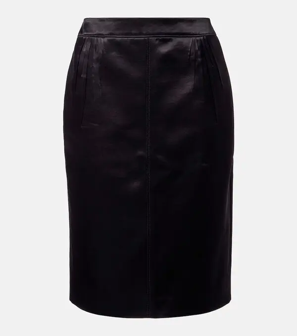 Saint Laurent Satin Pencil Skirt - Black