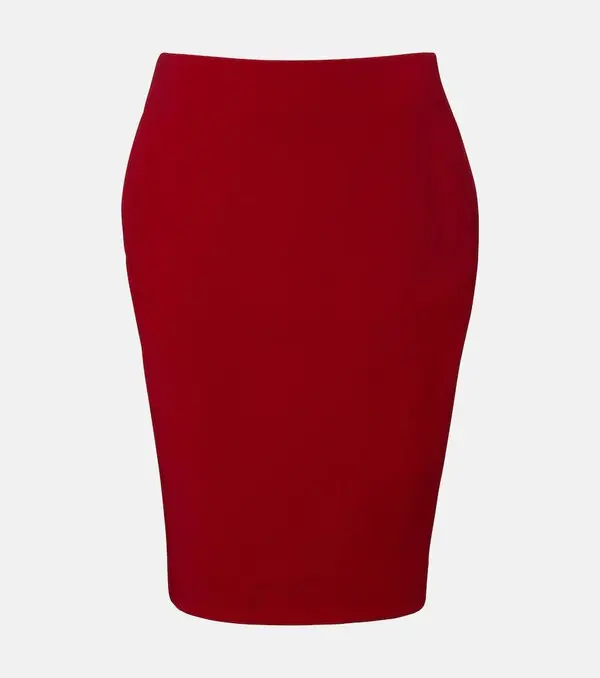 Saint Laurent Satin Pencil Skirt - Red