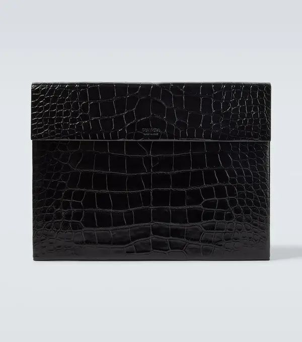 TOM FORD Croc-effect Leather Briefcase - Black