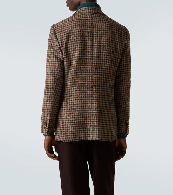 Kiton Checked Wool, Silk, And Linen Blazer