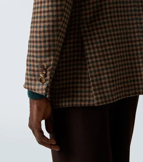Kiton Checked Wool, Silk, And Linen Blazer