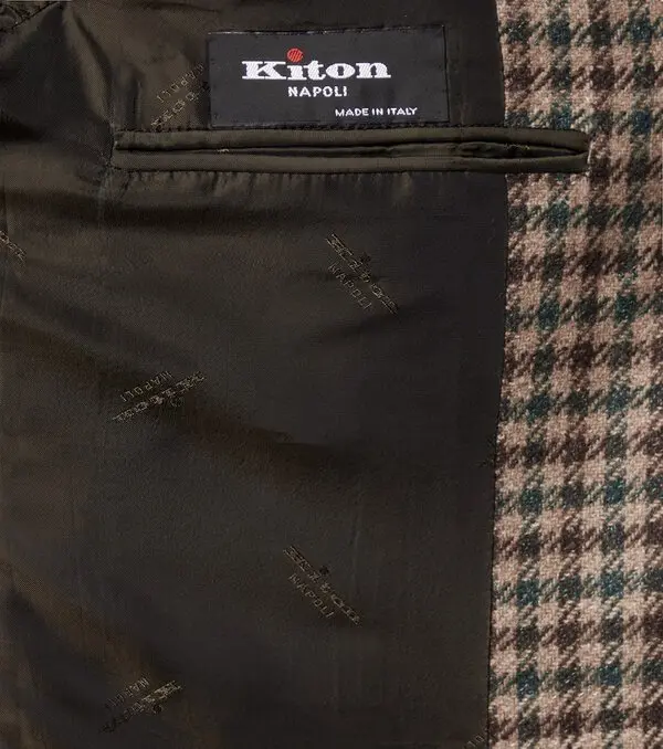 Kiton Checked Wool, Silk, And Linen Blazer