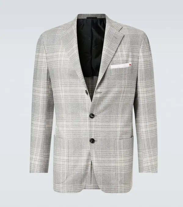 Kiton Prince Of Wales Wool-blend Blazer