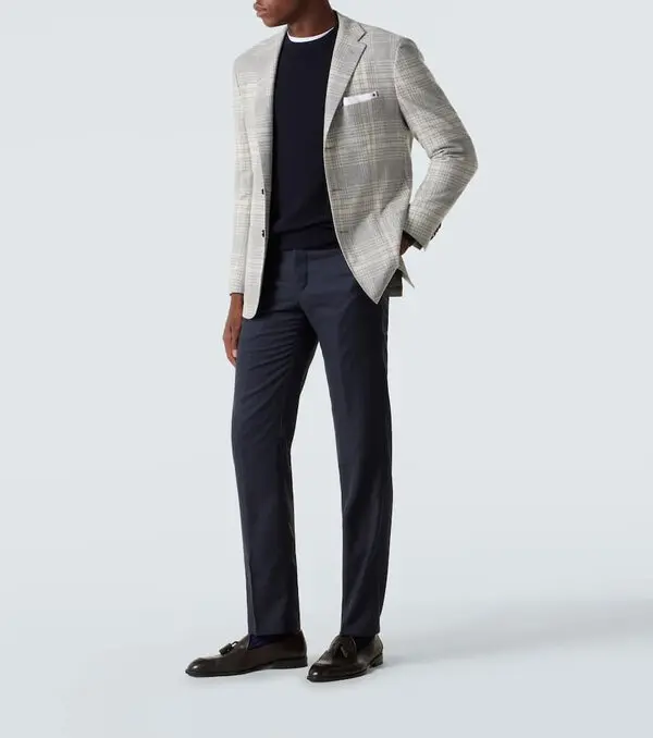Kiton Prince Of Wales Wool-blend Blazer