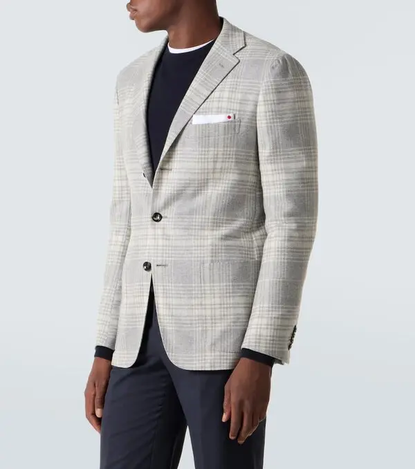 Kiton Prince Of Wales Wool-blend Blazer