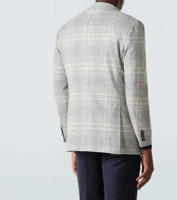 Kiton Prince Of Wales Wool-blend Blazer