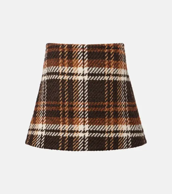 PATOU Checked Wool-blend Miniskirt - Brown