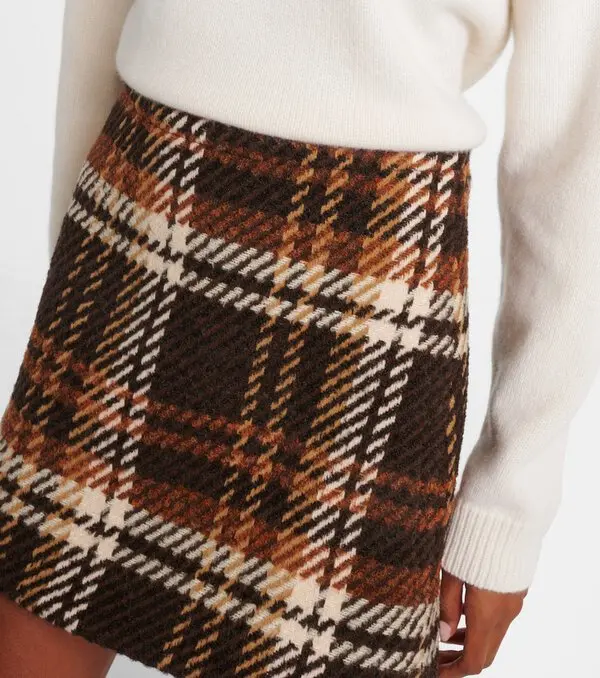 PATOU Checked Wool-blend Miniskirt - Brown