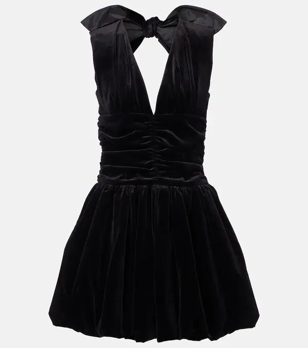 PATOU Cotton Velvet Balloon Minidress - Black