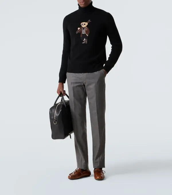 Ralph Lauren Purple Label Embroidered Cashmere Turtleneck Sweater