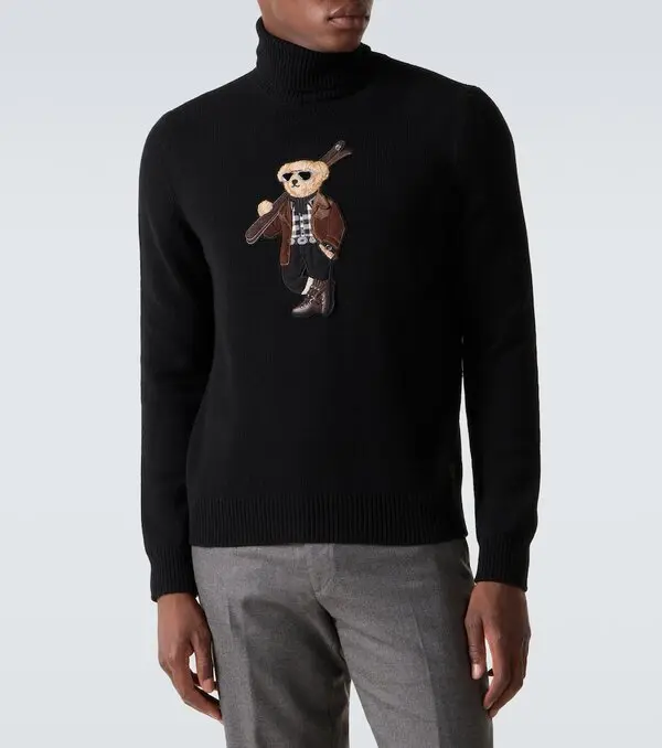 Ralph Lauren Purple Label Embroidered Cashmere Turtleneck Sweater