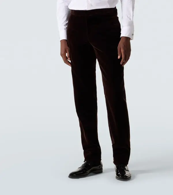Ralph Lauren Purple Label Gregory Cotton Velvet Suit Trousers - Brown