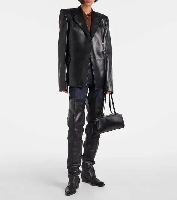 Khaite Simona Patent Leather Shoulder Bag