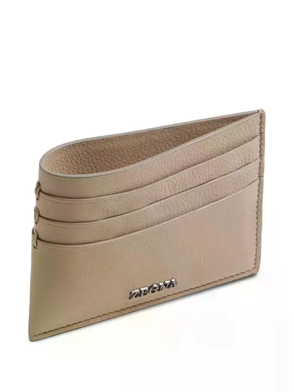 Zegna Leather Logo-plaque Card Holder - Neutrals