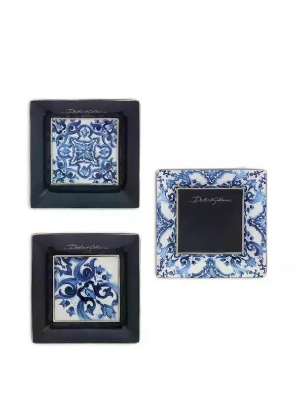 Dolce & Gabbana Porcelain Set Of Three Trays - Blue
