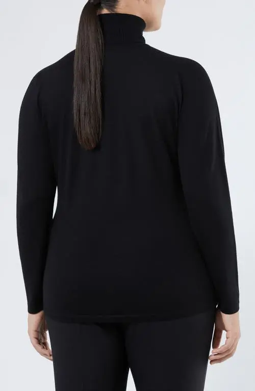 Marina Rinaldi Fatima Turtleneck Virgin Wool & Cashmere Sweater - Black