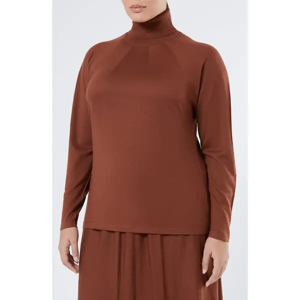 Marina Rinaldi Fatima Turtleneck Virgin Wool & Cashmere Sweater - Camel