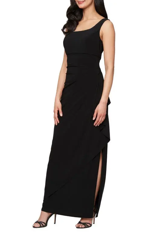 sachin and babi light blue dress Alex Evenings Foil Piping Sleeveless Maxi Cocktail Dress With Jacket In  Black - 60% Off
