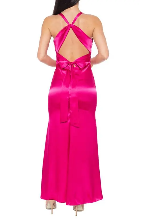 JUMP APPAREL Strappy Back Satin Charmeuse Gown