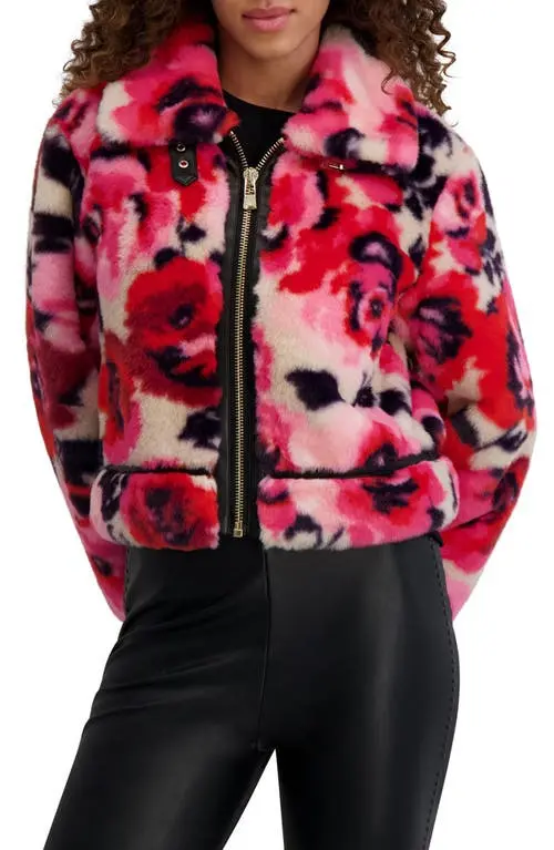 Karl Lagerfeld Paris Python Print Faux Fur Jacket - Pink Multi