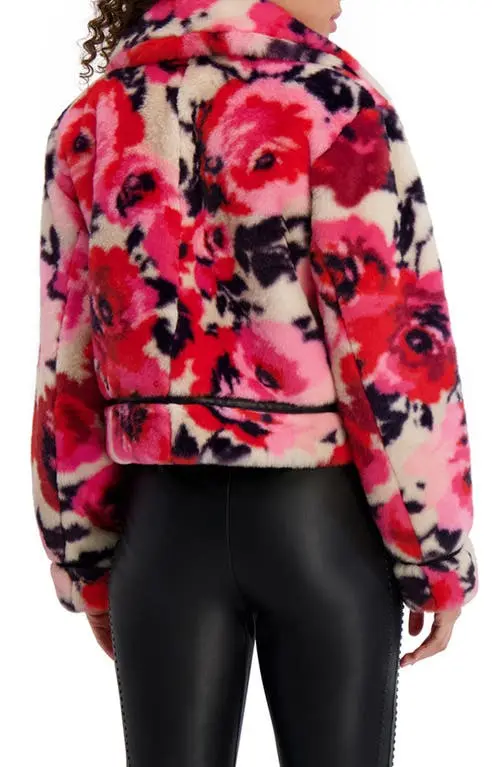 Karl Lagerfeld Paris Python Print Faux Fur Jacket - Pink Multi