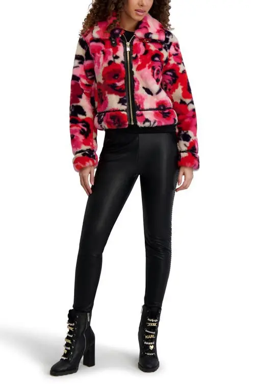 Karl Lagerfeld Paris Python Print Faux Fur Jacket - Pink Multi