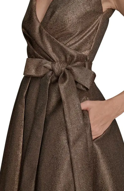 green emerald velvet dress Floral Sleeveless Midi Wrap Dress | A-Line Dress