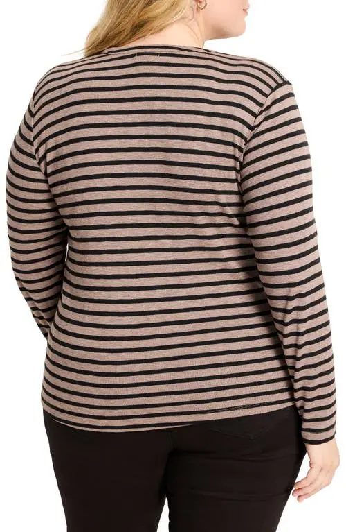 NIC+ZOE Stripe Long Sleeve Henley T-shirt