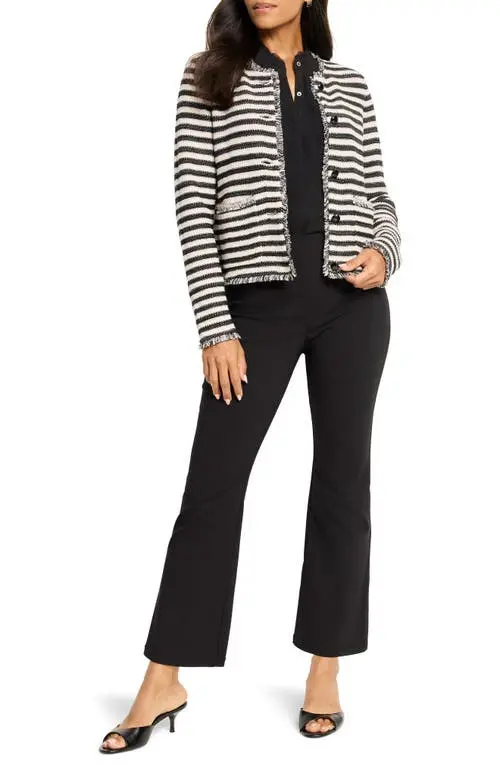 NIC+ZOE Striped Fringe Knit Jacket