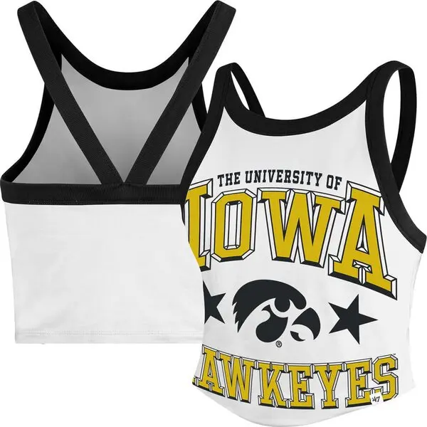'47 Iowa Hawkeyes Energize Sporty Cropped Racerback Tank Top - White