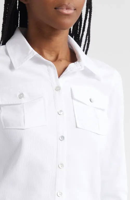 Cinq À Sept Lyric Button-up Knit Shirt - White/white
