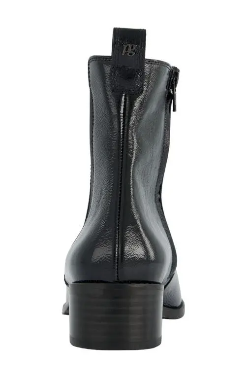 Paul Green Celina Pointed Toe Bootie - Black Crinkled Patent