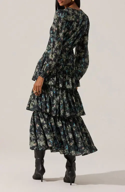 Astr The Label Franchesca Floral Cotton-Blend Tiered Dress In Black Green  Floral - 60% Off | Editorialist