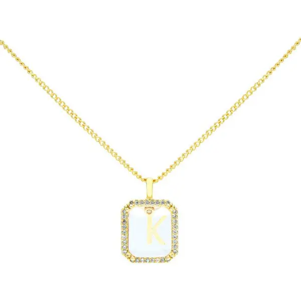 LA MENO Crystal Letter Pendant Necklace - Crystal - K
