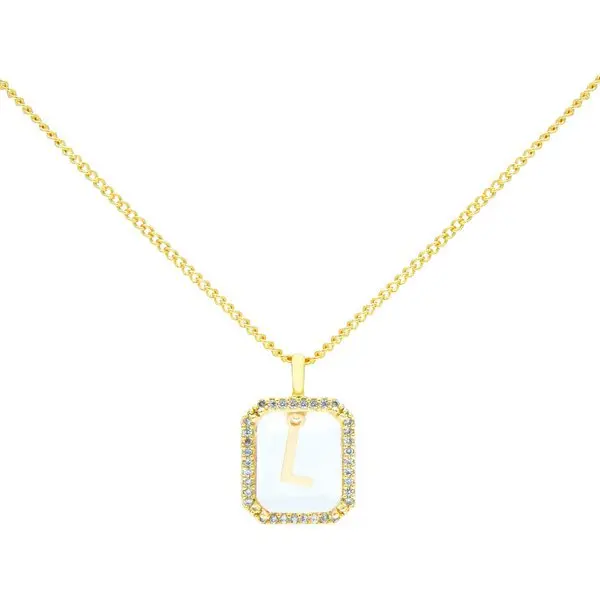 LA MENO Crystal Letter Pendant Necklace - Crystal - L