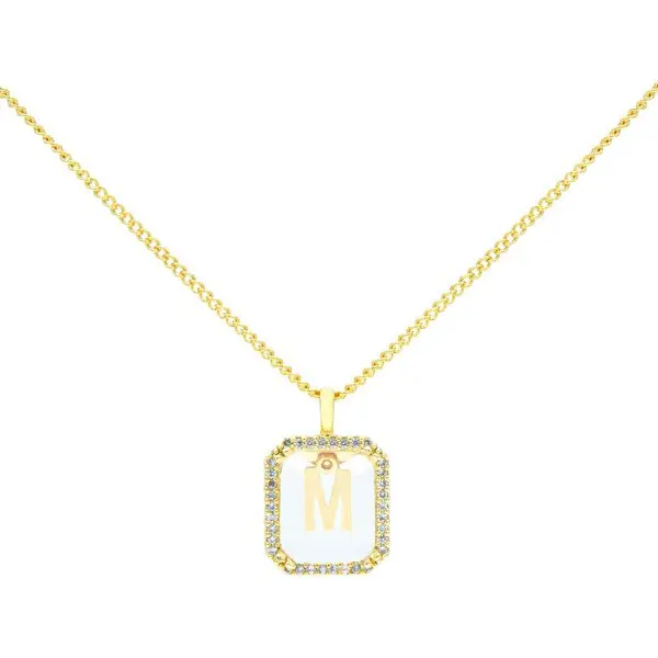 LA MENO Crystal Letter Pendant Necklace - Crystal - M