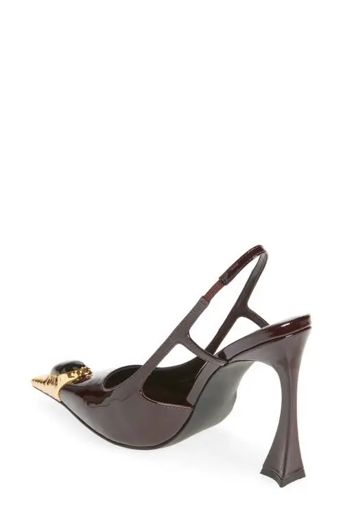 Jeffrey Campbell Sorcerer Pointed Toe Slingback Pumps - Wine Patent Gold Brown