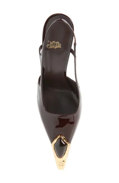Jeffrey Campbell Sorcerer Pointed Toe Slingback Pumps - Wine Patent Gold Brown