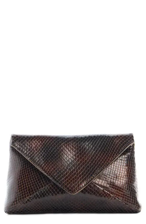 Dries Van Noten Snakeskin Embossed Leather Clutch