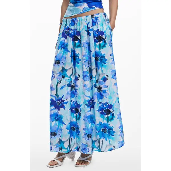 Desigual Floral Drawstring Maxi Skirt