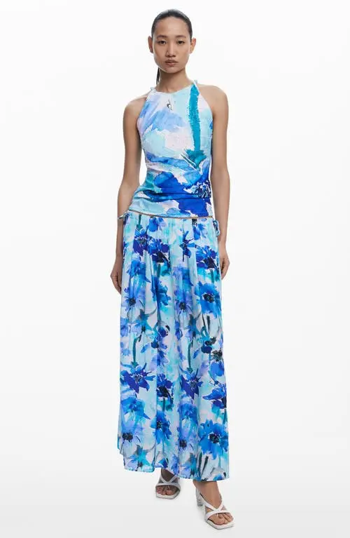 Desigual Floral Drawstring Maxi Skirt