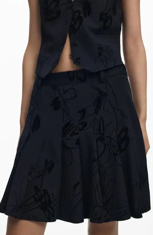 Desigual Floral Embroidered Pleated Mini Skirt